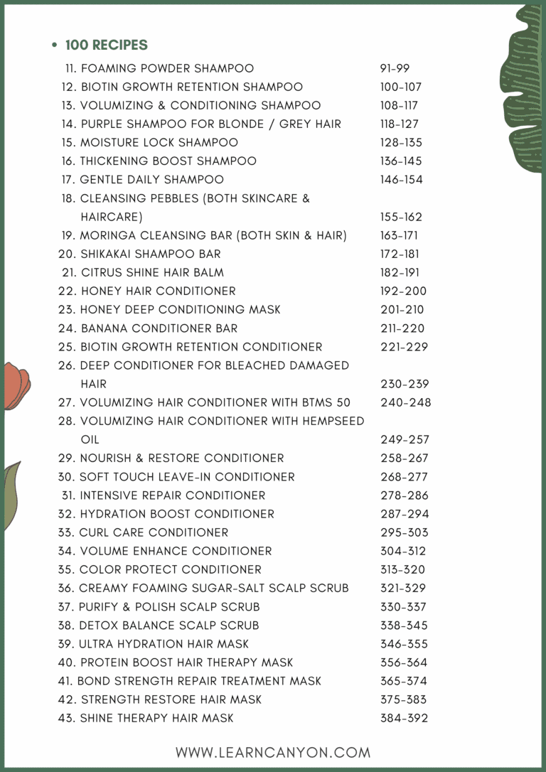 100 Formulas For Hair Care | Learn Canyon
